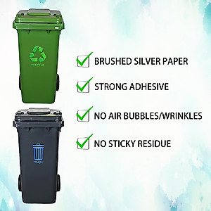 Conzon Pack of 8 Recycle Stickers for Trash Can, UV DTF Recycling Sign, Recycle and Trash Transfer Signs Stickers for Waste Garbage Trash Can, Green & Blue