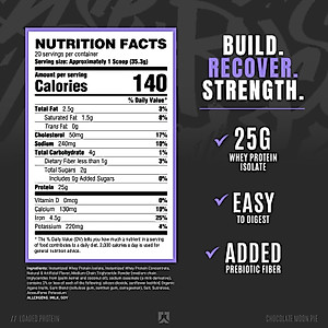RYSE Loaded Protein Powder | 25g Whey Protein Isolate & Concentrate | with Prebiotic Fiber & MCTs | Low Carbs & Low Sugar | 20 Servings (Moon Pie Chocolate)