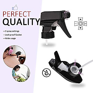 AMORIX 12PCS Spray Bottle Nozzle Trigger Sprayer Black Spray Top - Heavy Duty Replacement Nozzle with Mist Stream Sprayer, Fits 28/400 Boston Spray Nozzle for Bottles, Gardening, Cleaning Solutions