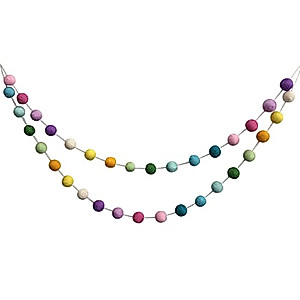 Mililanyo Wool Felt Ball Garland Handmade Rainbow Pom Pom Garland Colorful Banner- 3m 35 Balls Colorful Wool for Home Decoration Party Wedding