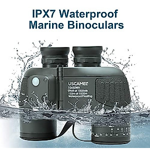 USCAMEL 10X50 Marine Binoculars for Adults with Rangefinder Compass, Waterproof Marine Binoculars for Sailing Boating Fishing