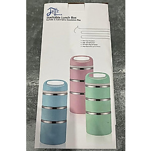 Lille Home Stackable Stainless Steel Thermal Compartment Lunch/Snack Box, 3-Tier Insulated Bento/Food Container with Upgraded Lunch Bag, Portable Cutlery Set and 3 Extra Silicone Seals, 43 OZ, Gray