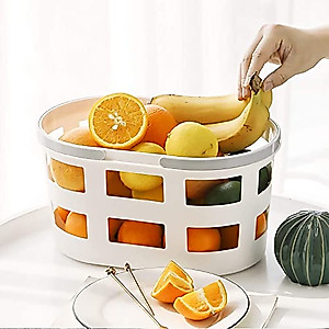 Anyoifax Portable Shower Caddy Tote Plastic Basket with Handle Cleaning Supplies Caddy Storage Organizer Bin for Bathroom, Pantry, Kitchen, College Dorm, Camp, White