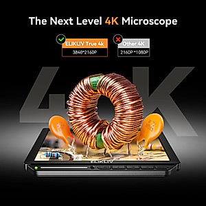 4K Digital Microscope, Elikliv EM4K 8" Coin Microscopes 2000x, 52MP HDMI Microscopes, Soldering Microscope for Adults, Micro scopes for Electronics Repair, 3840P UHD Video Micro socpe, 10" Stand, 64G