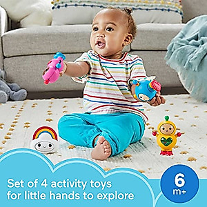 Fisher-Price Happy World Friends Set, Gift Set of 4 Sensory Activity Toys for Infants and Toddlers Ages 6 Months and Older
