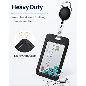 Uniclife Sliding ID Badge Holder Hard Black Vertical Plastic Card Case Protector Pouch with Clear Window for Office School ID Credit Cards Proximity Key Cards Driver’s Licenses and Passes, 3 Pack