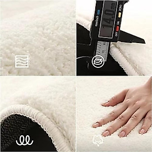 Black and White Abstract Striped Irregular Shape Area Rug 3ft Faux Wool Ultra Soft Rug for Livingroom Bedroom Diningroom Aesthetic Home Office Decor Playroom Carpet