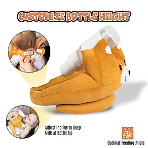 New Baby Bottle Holder, Adjustable Nursing Pillow Support, Newborn Essentials, Infant Bottle Feeding, Baby Essentials, Hands Free Bottle Holder for Baby, Bottle Propper for Baby (Shiba)