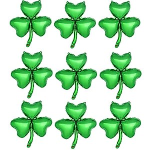 10 Pack Shamrock Balloons Golden Clover Balloons Fits St. Patrick's Day Irish Festival Decorations