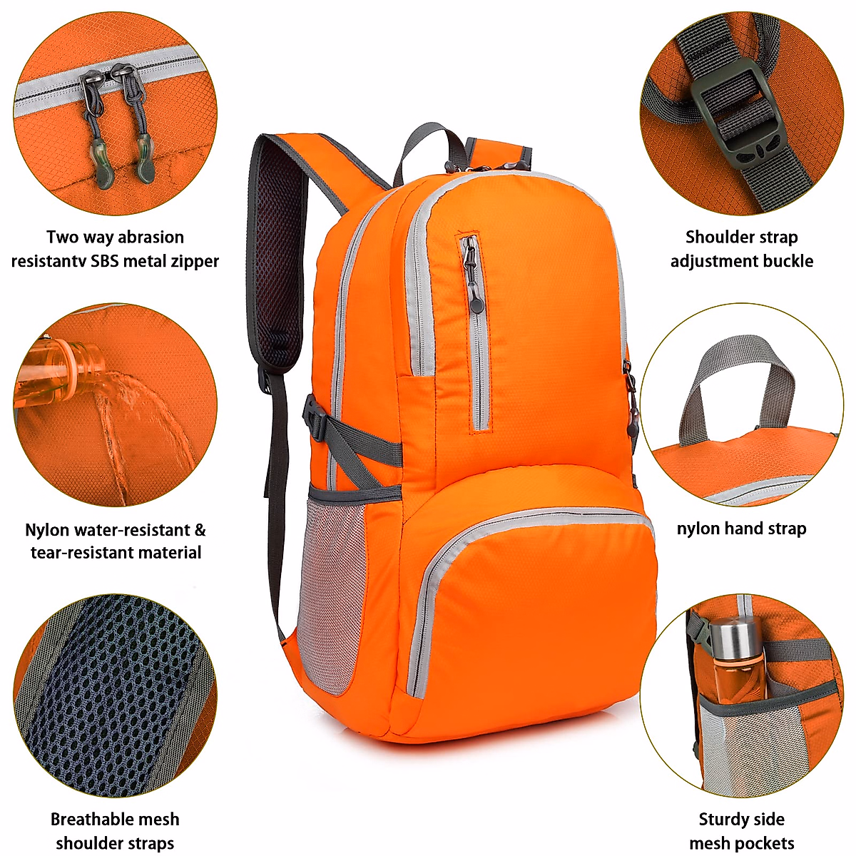Packable Lightweight Hiking Backpack,Oliomp-35L Waterproof Foldable Travel Backpack Suitable for men and women camping outdoor hiking and cycling.(Orange)