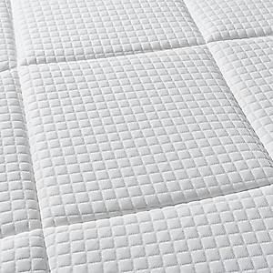 Rucas King Size Mattress in a Box, 13 Inch Pillow Top Gel Memory Foam Hybrid Mattress,Pocket Spring Firm with 5 Zone for Back Pain Relief,Ice Silk Fabirc,10 Year Support