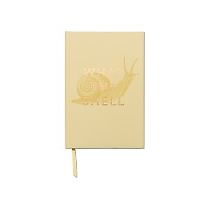 DesignWorks Ink Soft Touch Hardcover Funny Journal Notebook with Lined Pages and Ribbon Marker for Work, Writing, Journaling - Vintage Sass What the Shell Yellow Snail Journal (JB86-2031) 5.75" X 8.5"