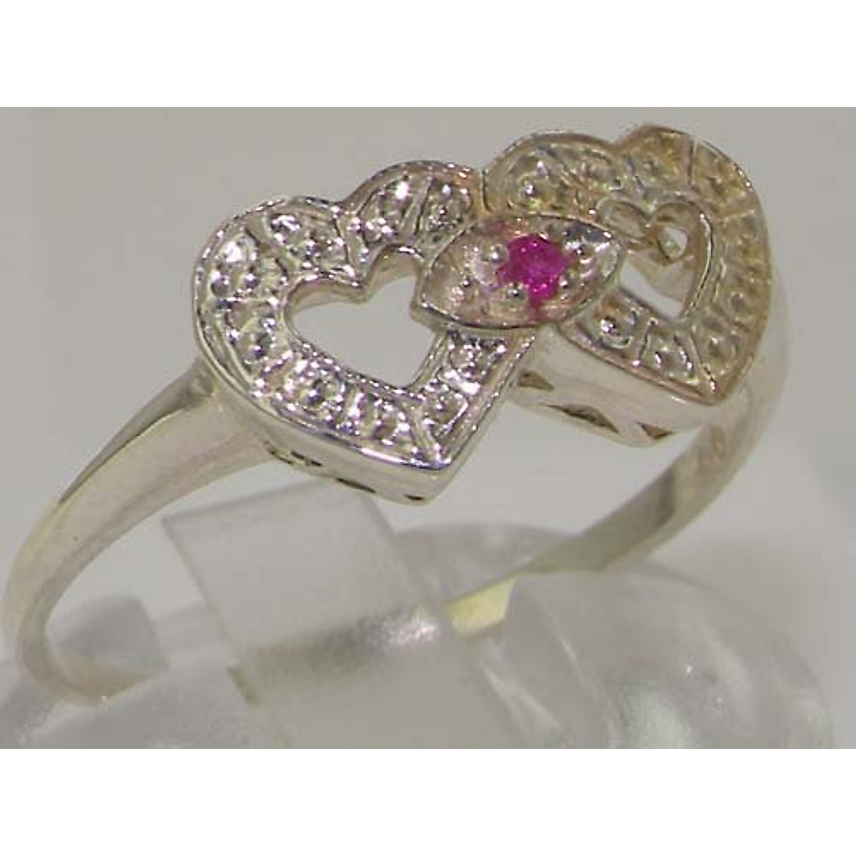 LetsBuyGold 925 Sterling Silver Natural Ruby Womens Sweetheart Ring - Sizes 4 to 12 Available