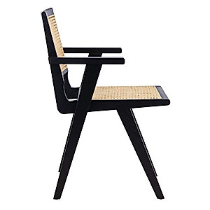 Safavieh Couture Home Collection Hattie Black/Natural French Cane Living Room Dining Arm Chair (Set of 2) SFV4115A-SET2