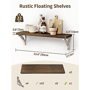 Gronda Bathroom Wall Shelves Over Toilet, 24 Inches Floating Shelves for Wall Rustic Farmhouse Wood Bathroom Shelf Hanging Storage Rack