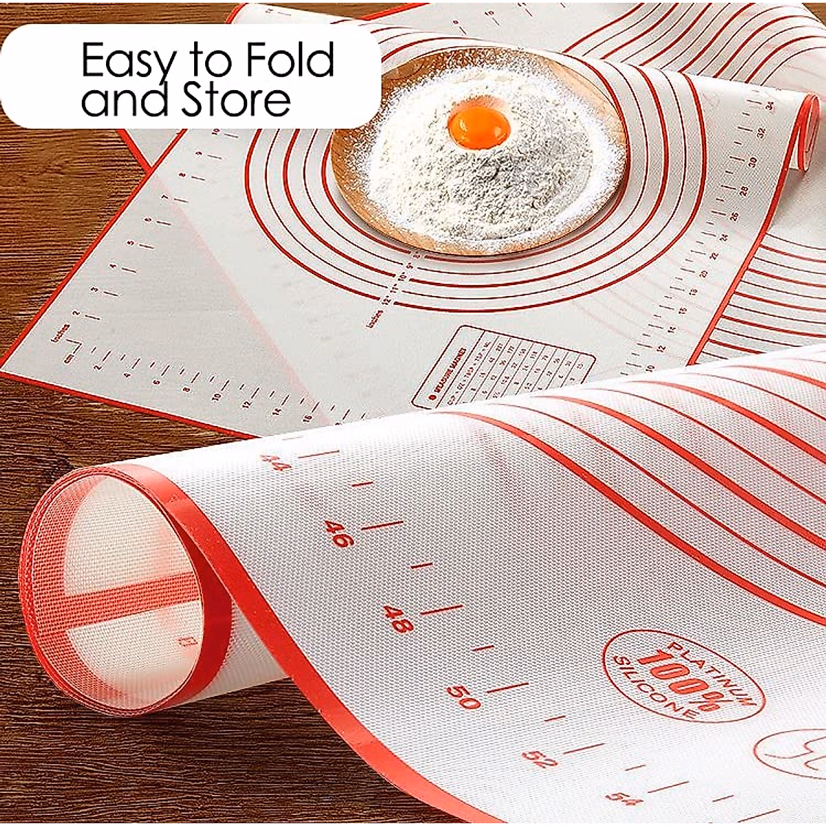 Extra Large Pastry Mat with Measurements 3 Size - 11 Inch, 16 Inch, 24 Inch, Nonstick Silicone Baking Fondant Measuring Pad for Rolling Dough Pie Crust, Pizza and Cookies