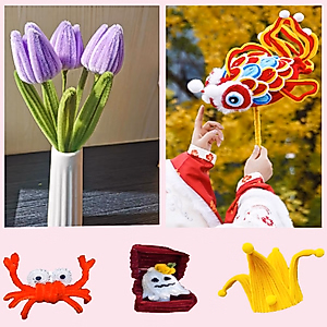 100pcs Black Pipe Cleaners Chenille Stems for DIY Art & Crafts with Googly Eyes 100pcs (12inch x 6mm)