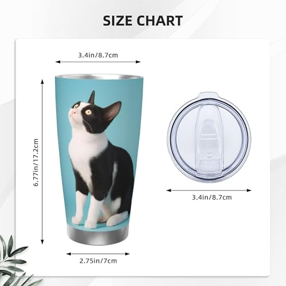 EKPRAVDKTF Cat 20oz Insulated Stainless Steel Tumbler With Lids And Straws, Double Wall Vacuum Travel Coffee Mug, Thermal Cup For Cold & Hot Drinks, Reusable Metal Straw & Brush