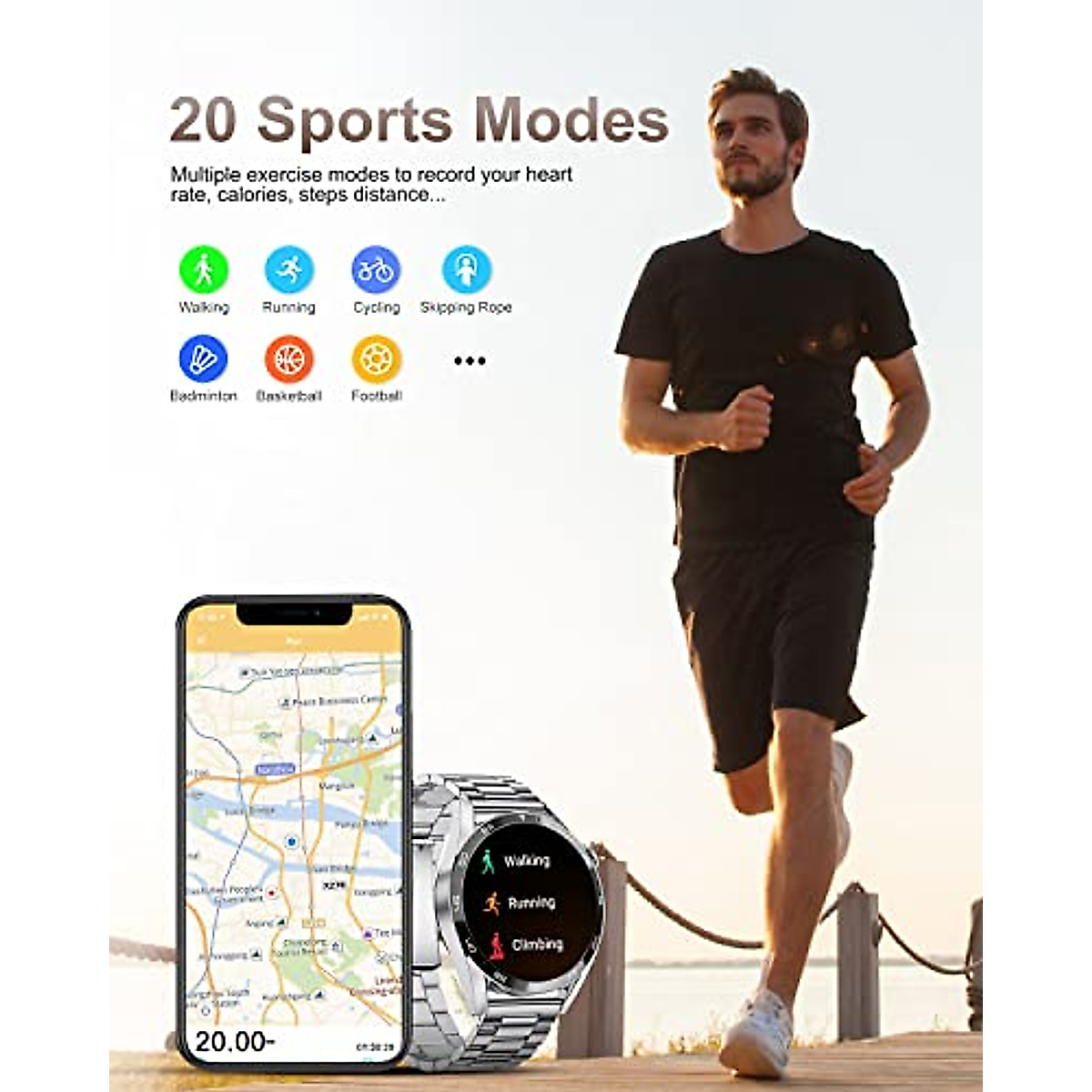 LIGE Smart Watch for Men Bluetooth Call Answering, Fitness Tracker Watch with Heart Rate/BP/Sleep Monitor Step Counter, 2023 1.3'' HD Full Touch Screen Waterproof Smartwatches for iPhone Android