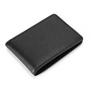 Mens Slim Front Pocket Wallet ID Window Card Case with RFID Blocking - Black