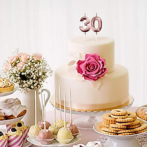BBTO 30th Birthday Candles Cake Numeral Candles Happy Birthday Cake Topper Decoration for Birthday Party Wedding Anniversary Celebration Supplies (Rose Gold)