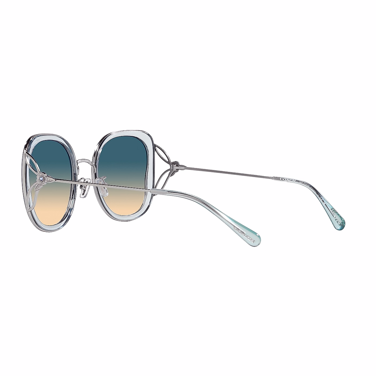 Coach HC7153B Sunglasses, Transparent Blue/Blue Yellow Gradient, 54 mm