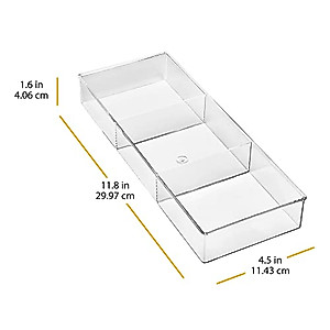 Whitmor 3 Section Small Easy Clean Clear Plastic Resin Drawer Organizer
