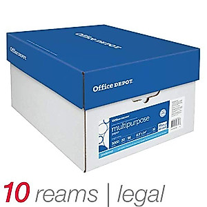 Office Depot Extra Bright Copy Paper, 8 1/2in. x 14in. Legal, 20 Lb., 90 Brightness, Case Of 10 Reams