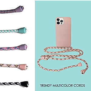 Ecofriendly iPhone 12 and iPhone 12 ProCrossbody Cord Case Leash Hands-Free Adjustable Strap Landyard Shockproof Resistant Cover (Pink)