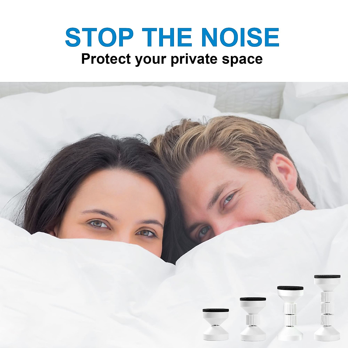 Neatbuddy Adjustable Length Headboard Stoppers for Wall, Bed stoppers, Premium Bed Accessories, Headboard Pad, No More Creaking, White (2.48-2.75in)