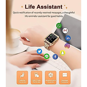 LIGE Smart Watch for Women(Answer/Make Calls), 1.59" Smartwatch for Android and iOS Phones, IP68 Waterproof Fitness Watch with Female Health, Sleep Heart Rate Monitor, AI Voice(Rose Gold)
