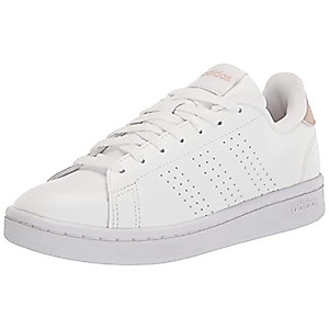 adidas Women's Advantage Sneaker, White/White/Wonder Taupe, 8.5