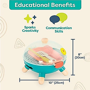 B. toys- Mini Chef - BBQ Grill Playset- Pretend Play BBQ Grill Play Set – Toy Grill & Play Food – Barbecue Role-Play Set for Kids- 3 Years + (16 Pcs)