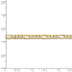 Solid 14k Yellow Gold 4mm Flat Figaro Chain Necklace - with Secure Lobster Lock Clasp 22"