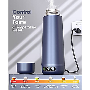 Travel Kettle, Portable Electric Kettle Small Water Boiler for Travel and Work, with Temperature Control and LCD Display, 370ML