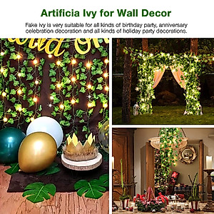 300 LED Curtain String Light with 24 Pcs 180 Feet Fake Vines Artificial Ivy and 50 Pcs Invisible Wall Vines Fixing Clips for Wedding Party Home Garden Bedroom Wall Decorations