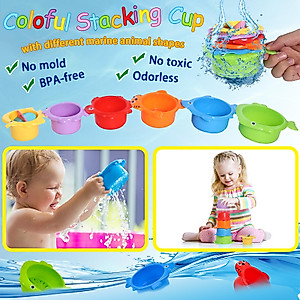 Akosuntoys Baby Bath Toys for Todders 1+ Year Old,DIY Duck Water Slide Mold Free Lighting-Up Dinosaur Toys Stacking Cups & Swimming Turtle New Born Baby Bathtub Water Toys Preschool Toddler Pool Toys