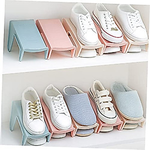 Homoyoyo 4pcs Double Layer Shoe Tray Clear Shoe Rack Sneaker Shelf Shoes Organizer Shoes Holder Individual Blue Pp Sandals Insole Closet Shoe Storage Stand Shoes Slots Rack