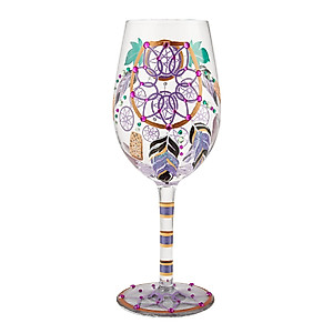 Enesco Designs by Lolita Dreamcatcher Hand-Painted Artisan Wine Glass, 15 Ounce, Multicolor