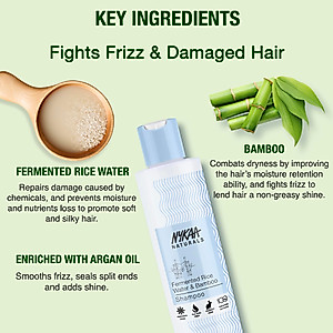 Nykaa Naturals Shampoo, Fermented Rice Water and Bamboo, 13.52 oz - Gentle Cleanser - Restores Dry, Damaged, Frizzy Hair - Provides Intense Hydration