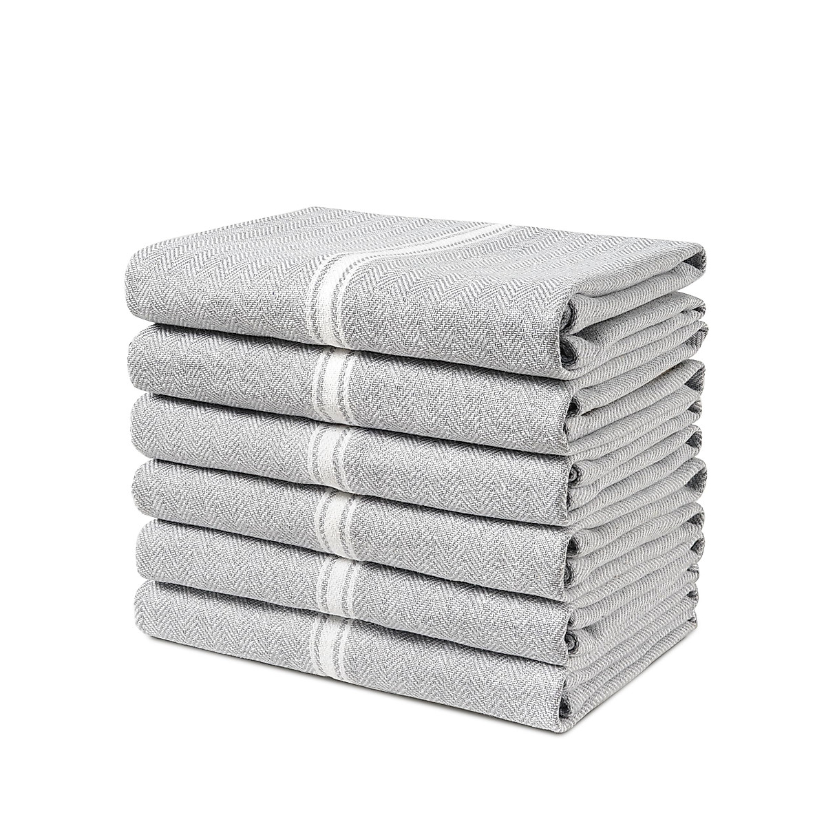 LANE LINEN Kitchen Towels Set - 100% Pure Cotton Dish Towels for Kitchen, Super Absorbent Kitchen Hand Towel, Grey Tea Towels, Soft & Durable Dish Cloths, Pack of 6 – 15”x25”, Grey Chambray