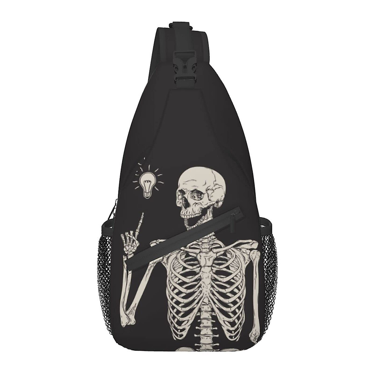 Yamegoun Funny Skull Sling Bag Backpack Women Men Crossbody Shoulder Chest Bag Unisex for Travel Casual Hiking with Adjustable Strap