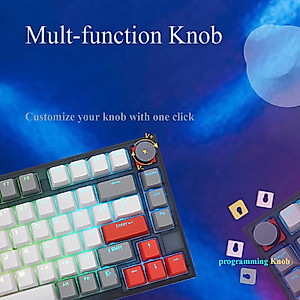 SKYLOONG GK75 Compact Programmable Gaming Keyboard,TKL 75% Layout,RGB Wired Hot Swappable Mechanical Keyboard,with Knob,Double Shot PBT Keycaps,Compatible Windows/MAC