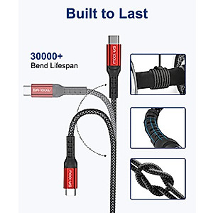Meboyz 3 Pack 100W USB C to USB C Cable 10ft+6ft+3ft, Type C to Type-C Cable, USBC to USB-C Fast Charging Cable Compatible with MacBook Air/Pro, iPad Pro 12.9/11/Air, Samsung Galaxy S22/21/20/Note20