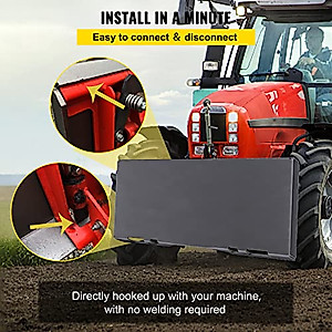VEVOR 1/2" Skid Steer Attachment, Universal Quick Attach Mount Plate Compatible with Buckets, Plows, Forks and Tractors, Black