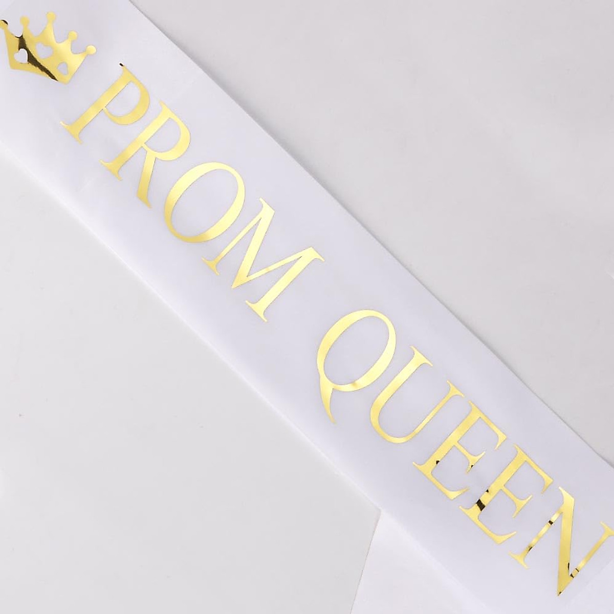 Prom Night Set White with Gold Font Prom King and Queen Sashes for Women Men and Teens, Perfect Accessories for Homecoming Graduation Prom Party, 2PCS