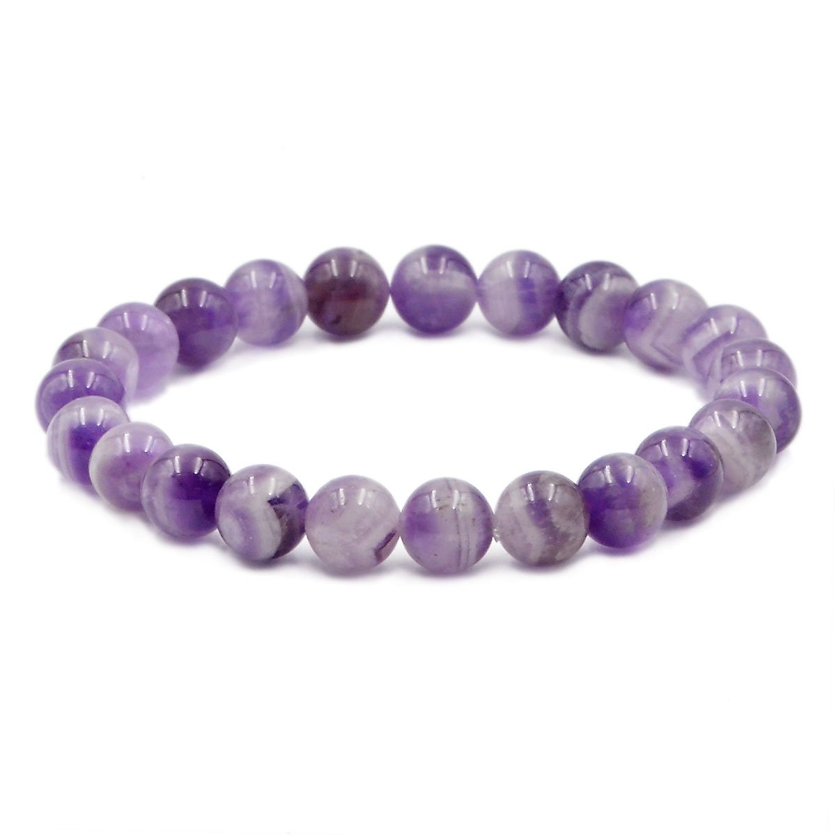 AD Beads Natural Gemstone Round Beads Stretch Bracelet Healing Reiki 8mm (Teeth Amethyst)
