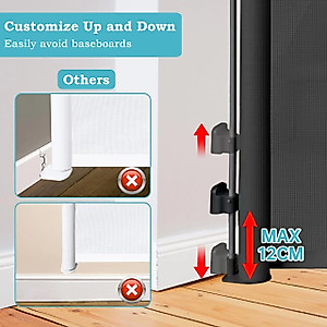 Retractable Baby Gate, Mesh Baby Gates for Stairs, 33" Tall, Extends up to 63" Wide, Child Gate Fence Babygate for Doorways, Stairs, Hallways, Indoor/Outdoor(Black)