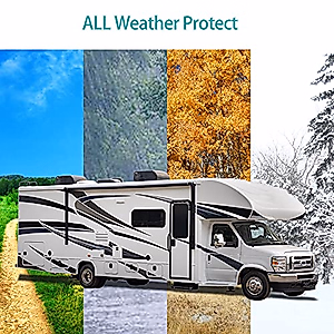 VOGREX RV Windshield Sunshade Cover Class C Compatible with Ford E450 1997-2023 UV Block RV Front Window Cover Sunshade Motorhome Windshield Snow Cover with Mirror Cutouts, Elastic Corner Bands
