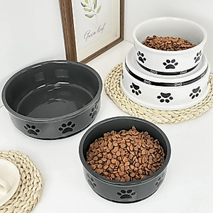 KPWACD Ceramic Pet Bowl for Dogs and Cats, Weighted Non-Slip Dog Bowls Food and Water Dish, Durable Pets Feeding Bowls Suitable for Small, Medium, and Large Dogs, Grey, 70 Oz